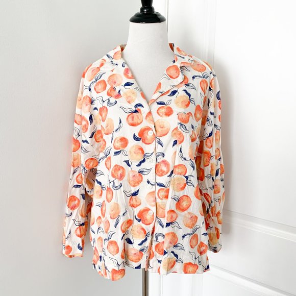 LOFT | Tops | Loft Peach Print Button Down Top | Poshmark
